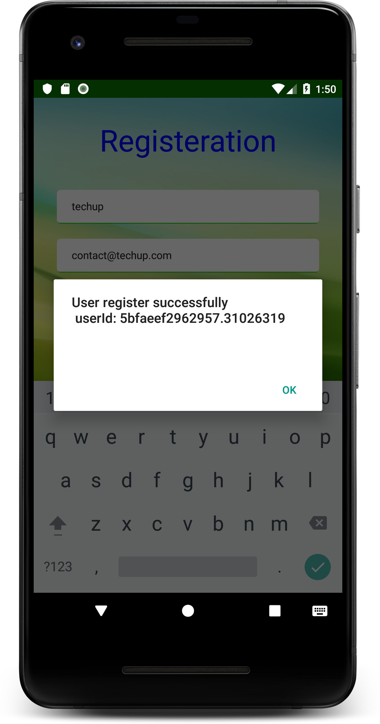 React Native Fetch Post Request Registration Form